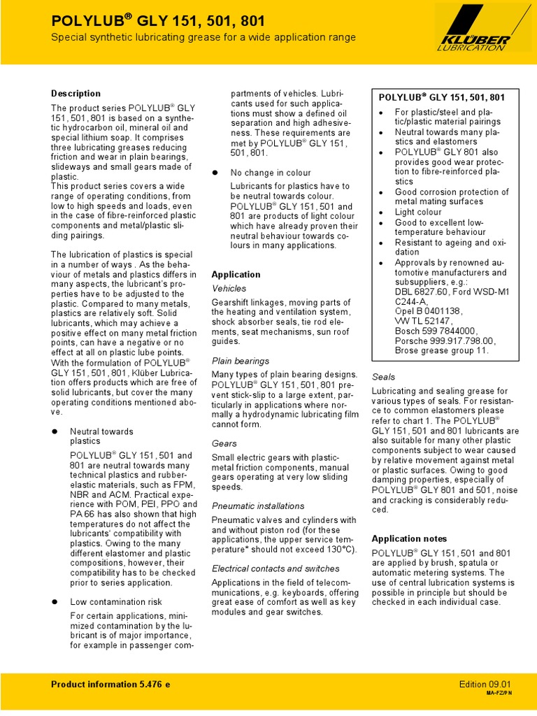 POLYLUB GLY 801: Synthetic Grease Info | PDF