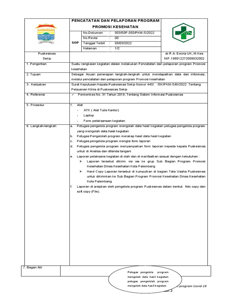 Sop 003 Pencatatan Dan Pelaporan Promkes | PDF