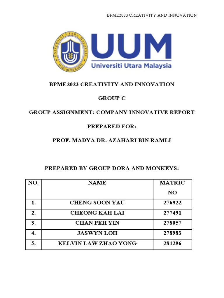 GROUP ASSIGNMENT - Company Innovative Report | PDF | Home & Garden | Art