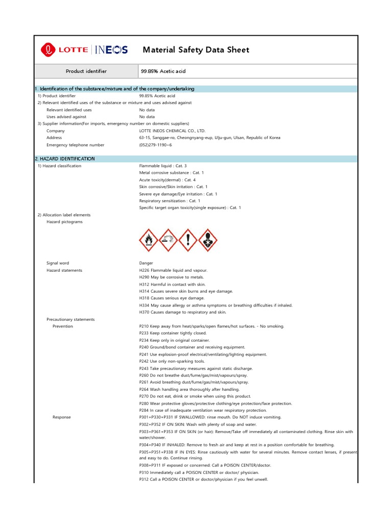 Acetic Acid Msds - en | PDF
