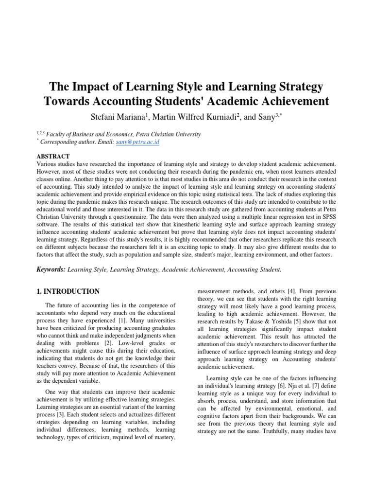 Learning Styles' Impact on Accounting Success | PDF | Learning Styles ...