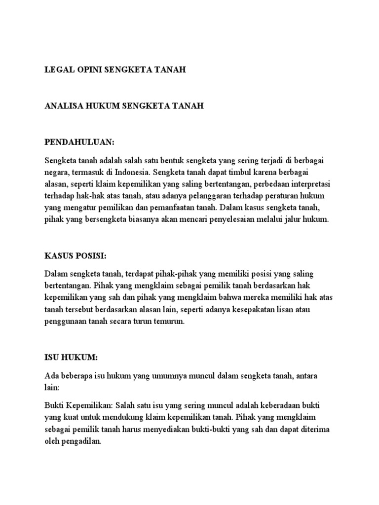 Legal Opini Sengketa Tanah | PDF