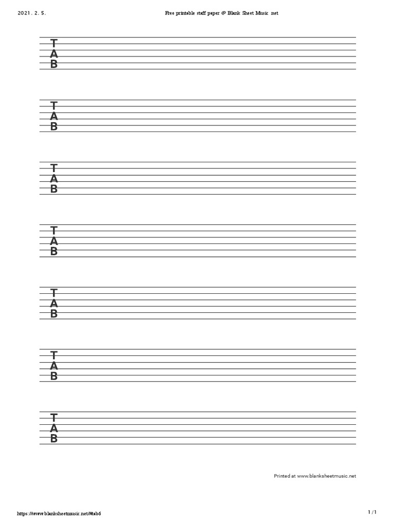 Free Printable Staff Paper at Blank Sheet Music | PDF