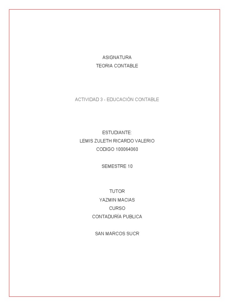 Actividad 3 - Educación Contable Teoria | PDF