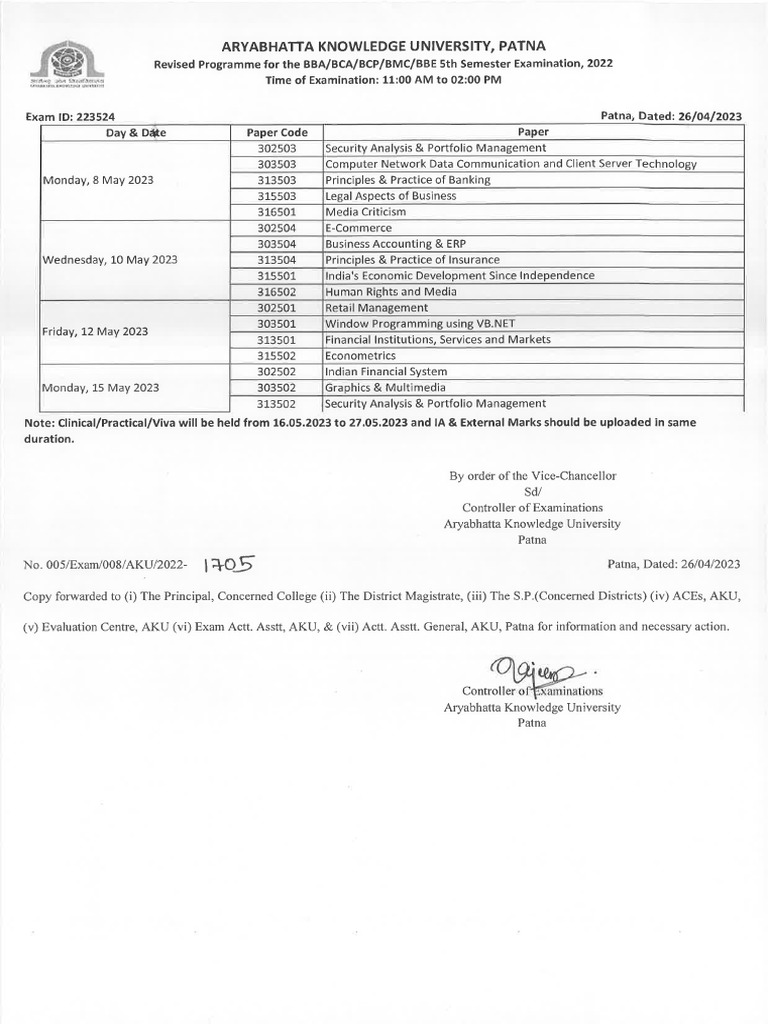 223524-Revised Programme For BBA - BCA - BCP - BMC - BBE 5st Semester ...