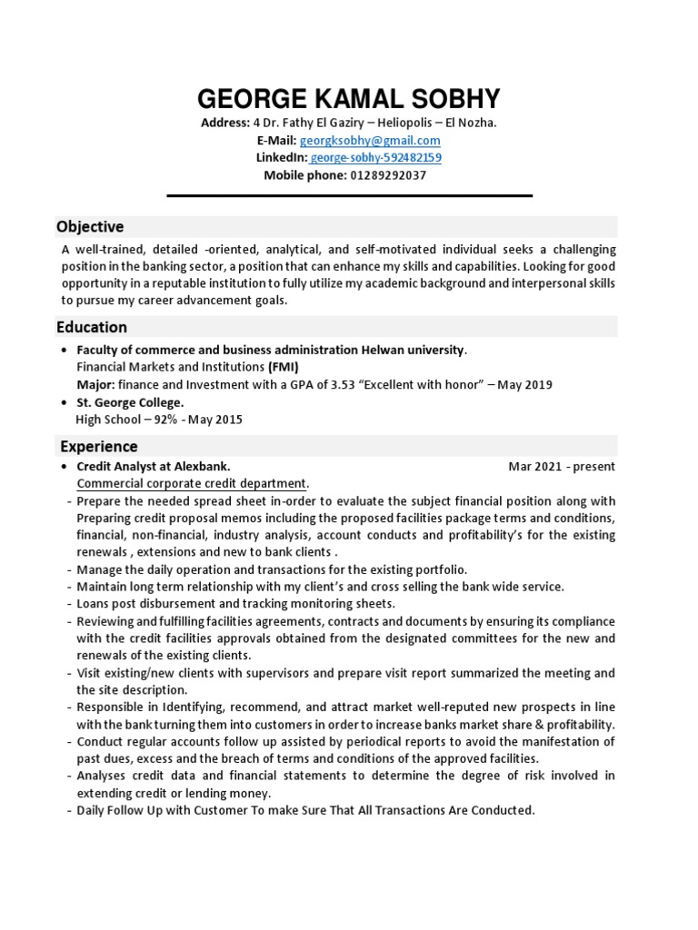 + George Saad CV + | PDF | Banks | Credit