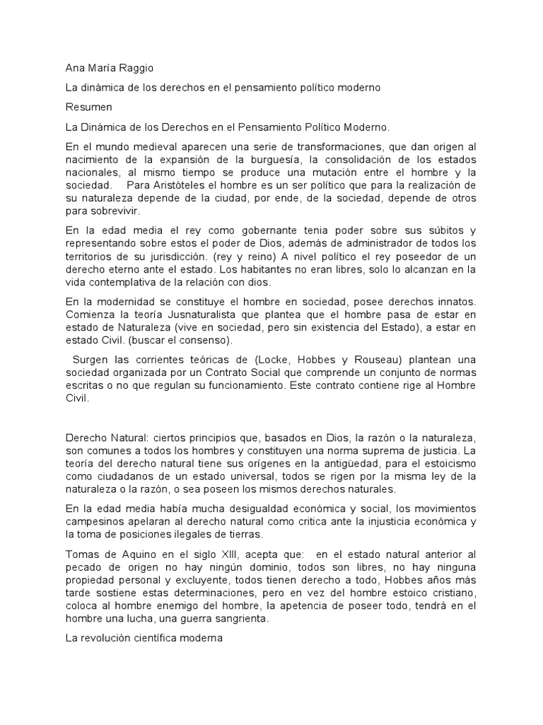 Ana Maria Raggio Politica y Estado Resumen | PDF | Contrato social ...