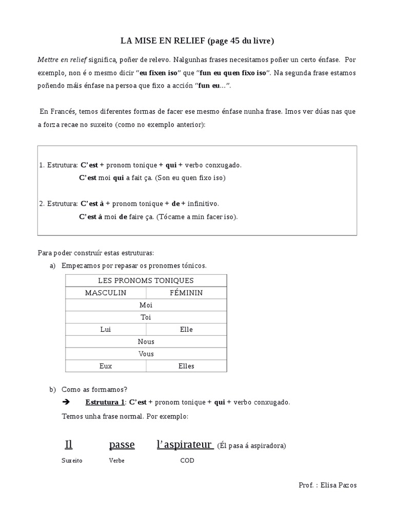Théorie. La Mise en Relief | PDF