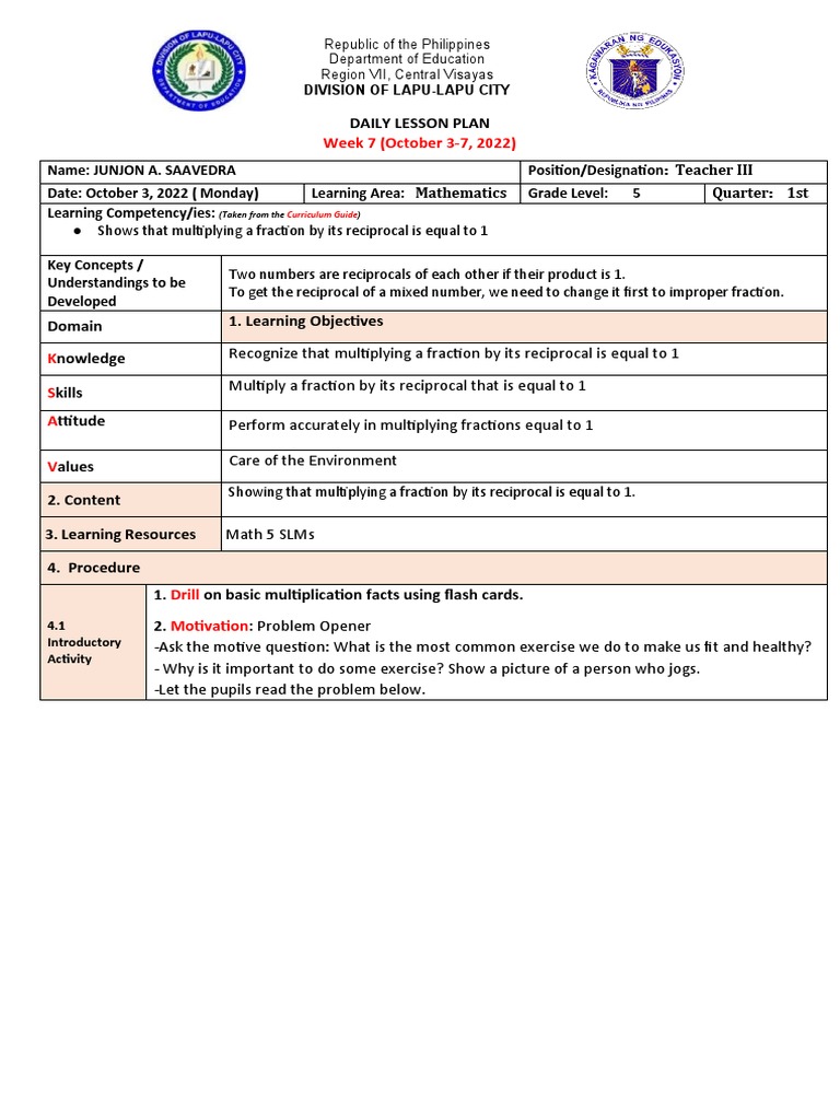 MATH-5-LESSON-PLAN-Q1-WEEK-7 | PDF