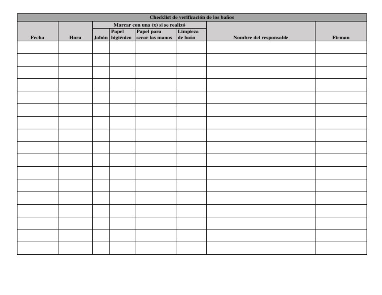 Checklist de Verificación de Los Baños | PDF