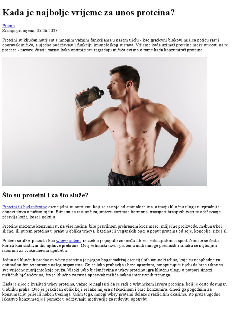 Kada Je Najbolje Vrijeme Za Unos Proteina | PDF