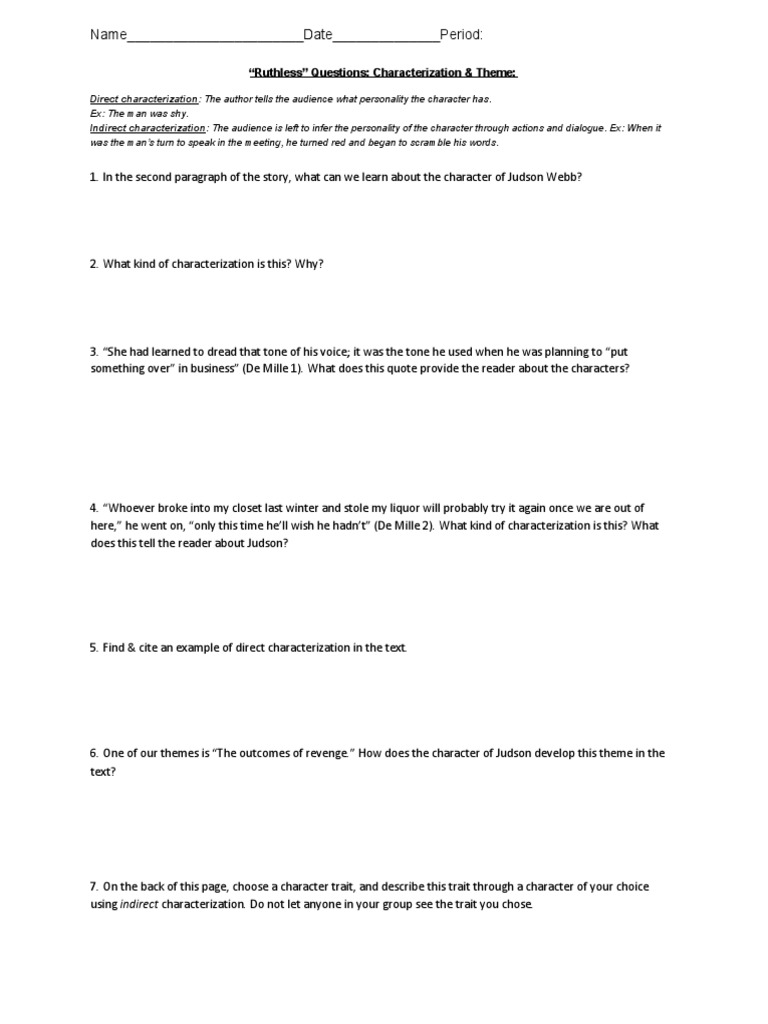 Judson Webb's Ruthless Character Analysis | PDF | Social Science ...