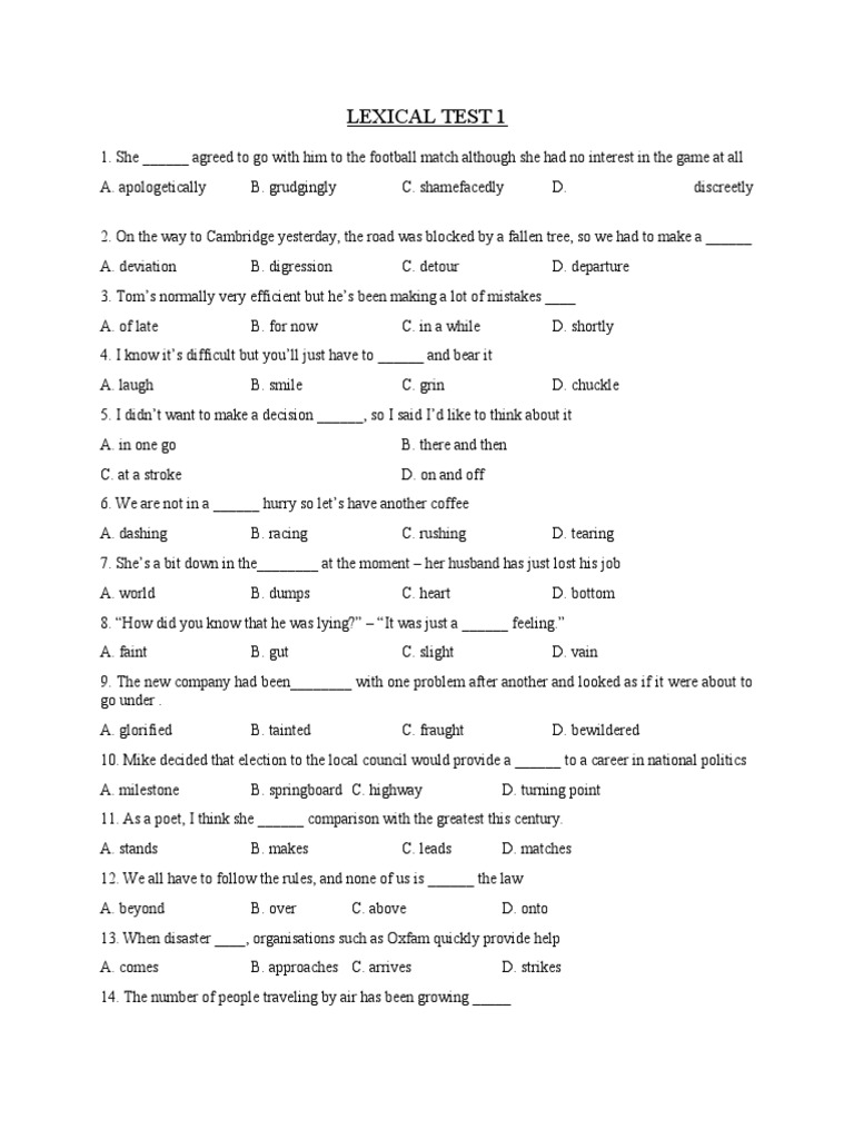 Lexical Test 1 | PDF