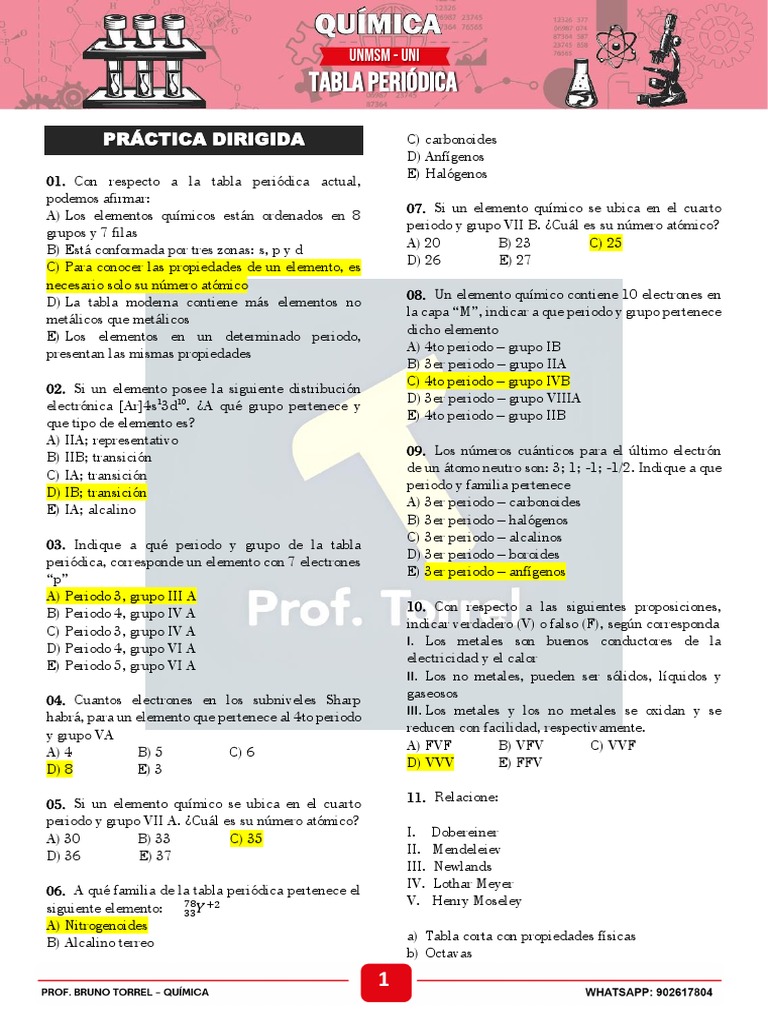 Tabla Periodica - Practica Dirigida | PDF