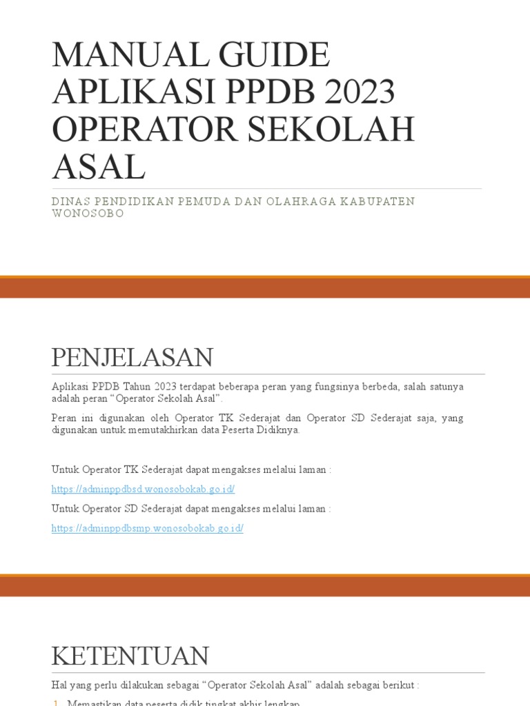 Manual Guide PPDB 2023 - Operator Sekolah Asal | PDF