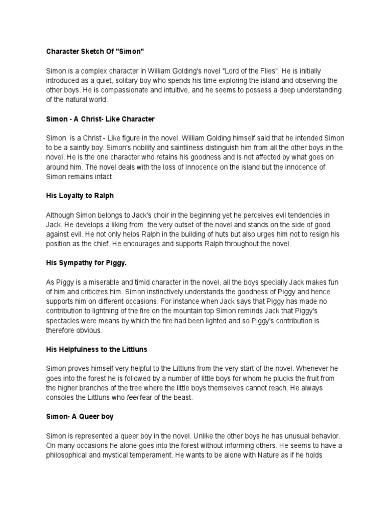 Simon's Character | PDF
