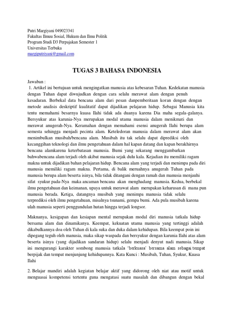 Tugas 3 Bahasa Indonesia | PDF