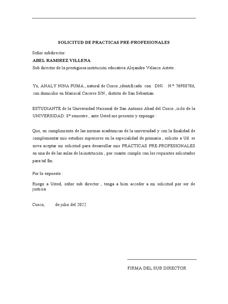 Solicitud de Prácticas Pre-Profesionales | PDF | Negocios | Derecho