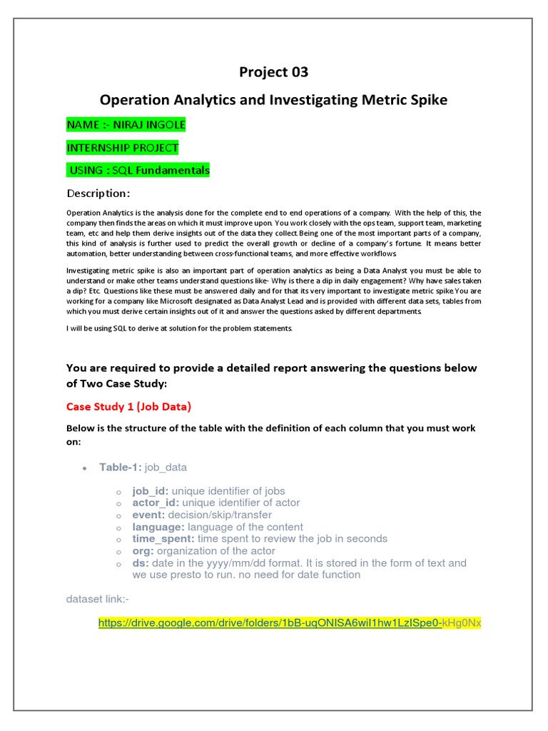 Operation Analytics and Investigating Metric Spike PROJECT 3RD | PDF ...