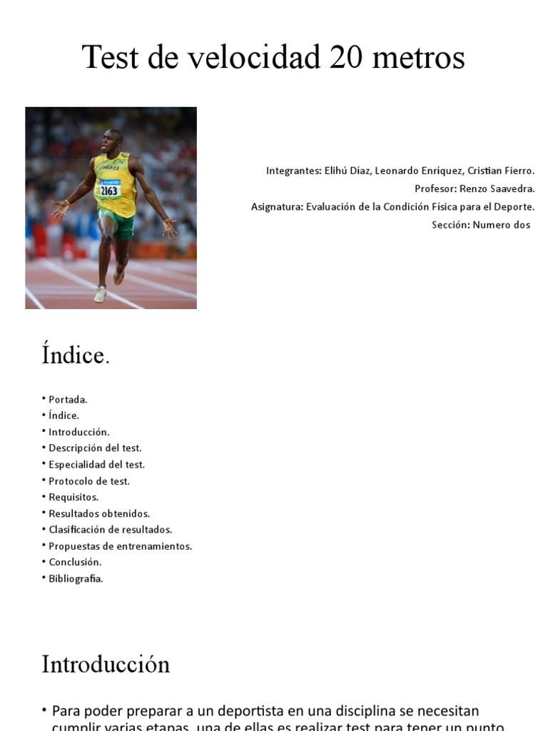 Test de Velocidad 20 Metros | PDF