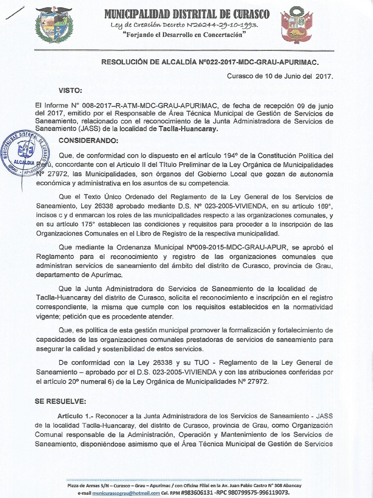 Resolucion Jass Taclla | PDF