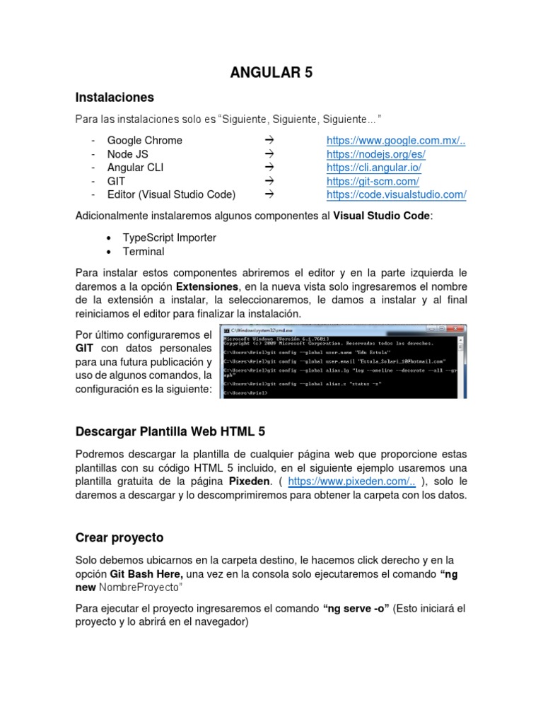 Guía de Instalación y Configuración de Angular 5 | PDF | Archivo de computadora | HTML