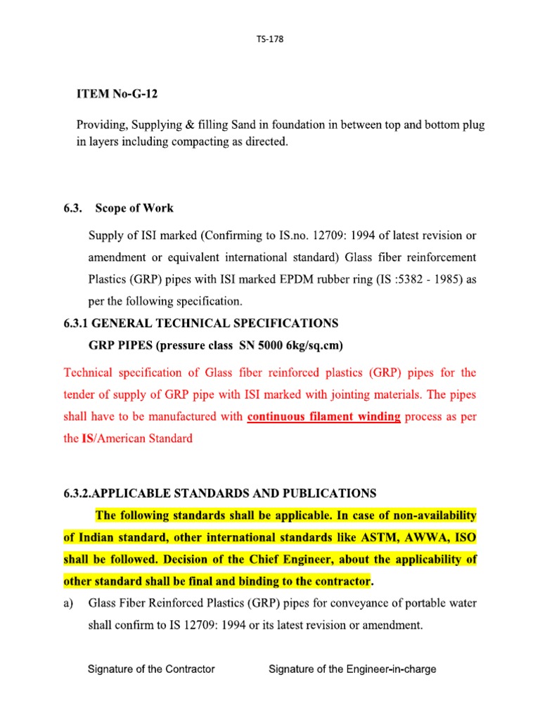 GRP Pipe Spec | PDF