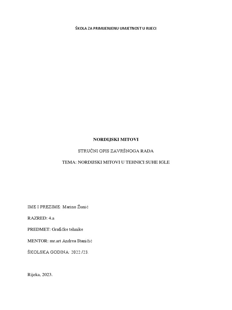 Žunić Elaborat Završni Rad | PDF