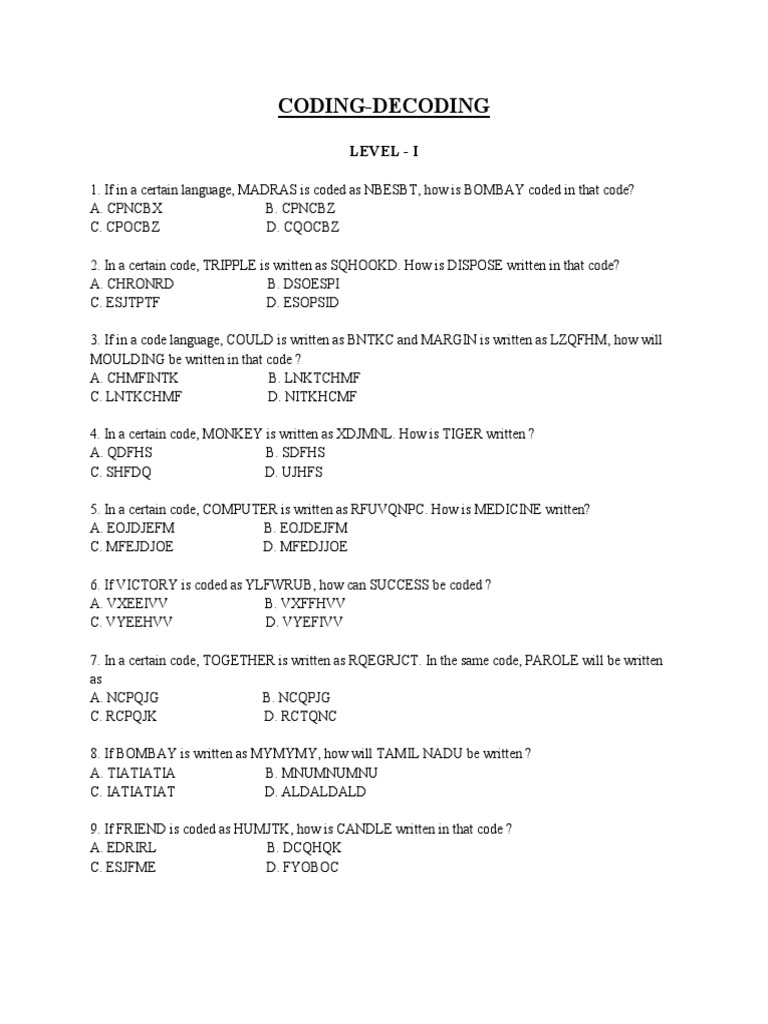 Week 3 Coding Decoding Worksheet Pdf 