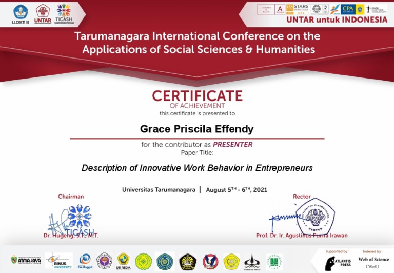 Certificate of TICASH 2021 | PDF