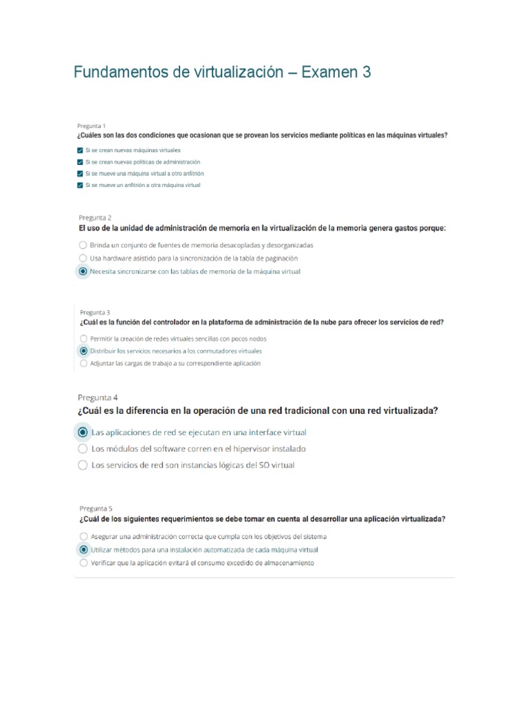 Fundamentos de Virtualización - Examen 3 | PDF