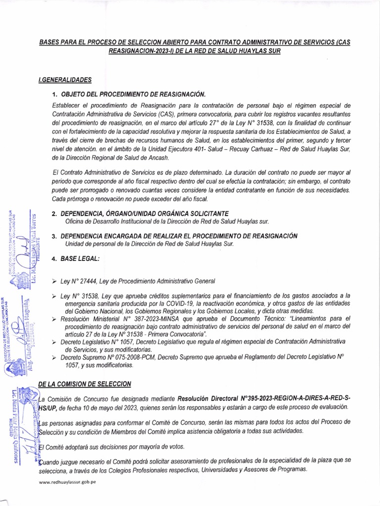 Bases de Concurso Cass - 2023-1-Reasignacion | PDF