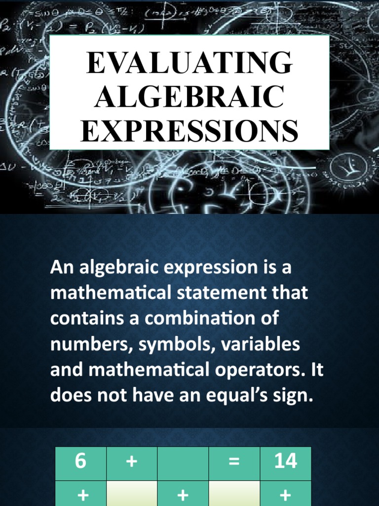 Evaluating Algebraic Expressions | PDF | Teaching Methods & Materials