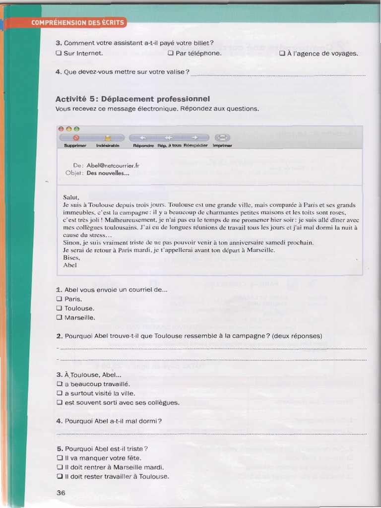 CE 1-Reussir-Le-DELF-A2-36-37 | PDF