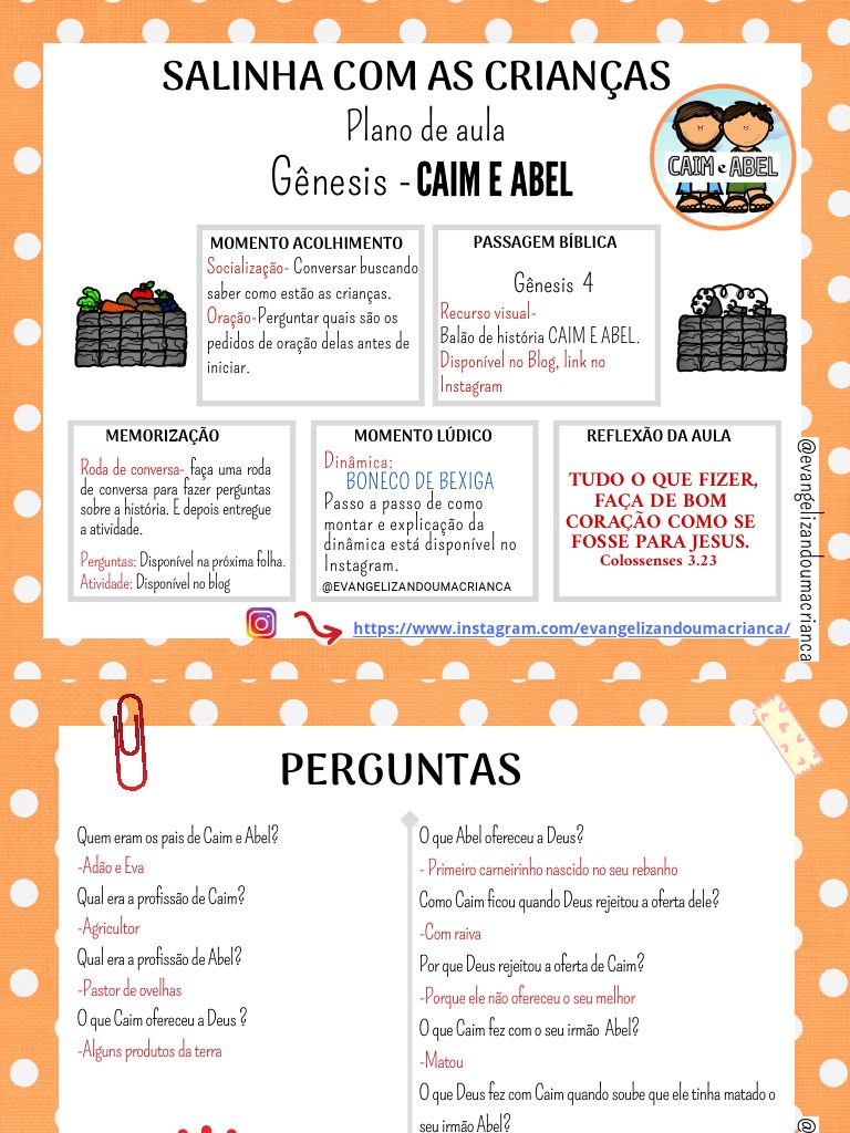 Plano de Aula Caim e Abel | PDF