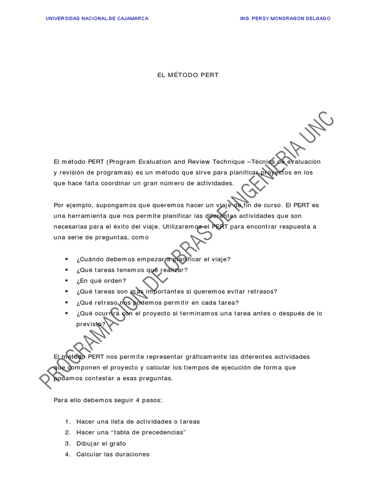 Ejemplo PERT 01 PDF | PDF