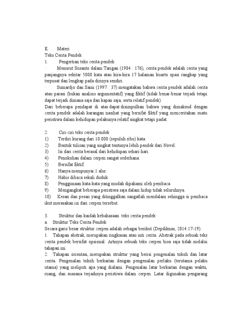 Materi Cerpen Xi Rhmit | PDF