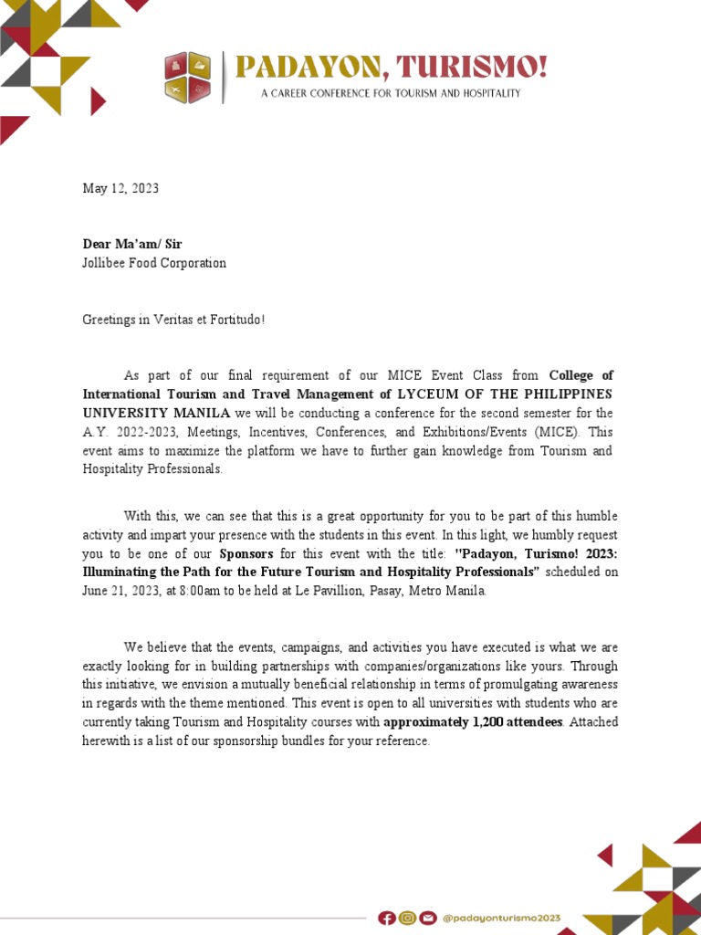 PT - Sponsorship Letter | PDF