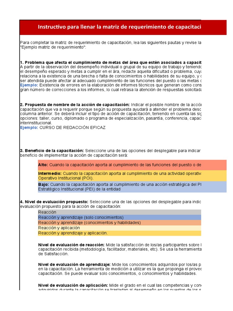 Matriz de Requerimiento de Capacitación | PDF