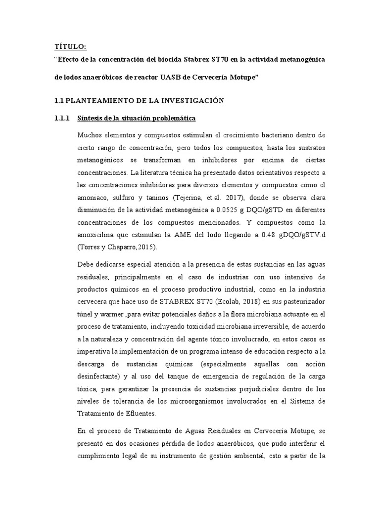 Biocida Stabrex ST70 y Metanogénesis | PDF | Aguas residuales | Agua