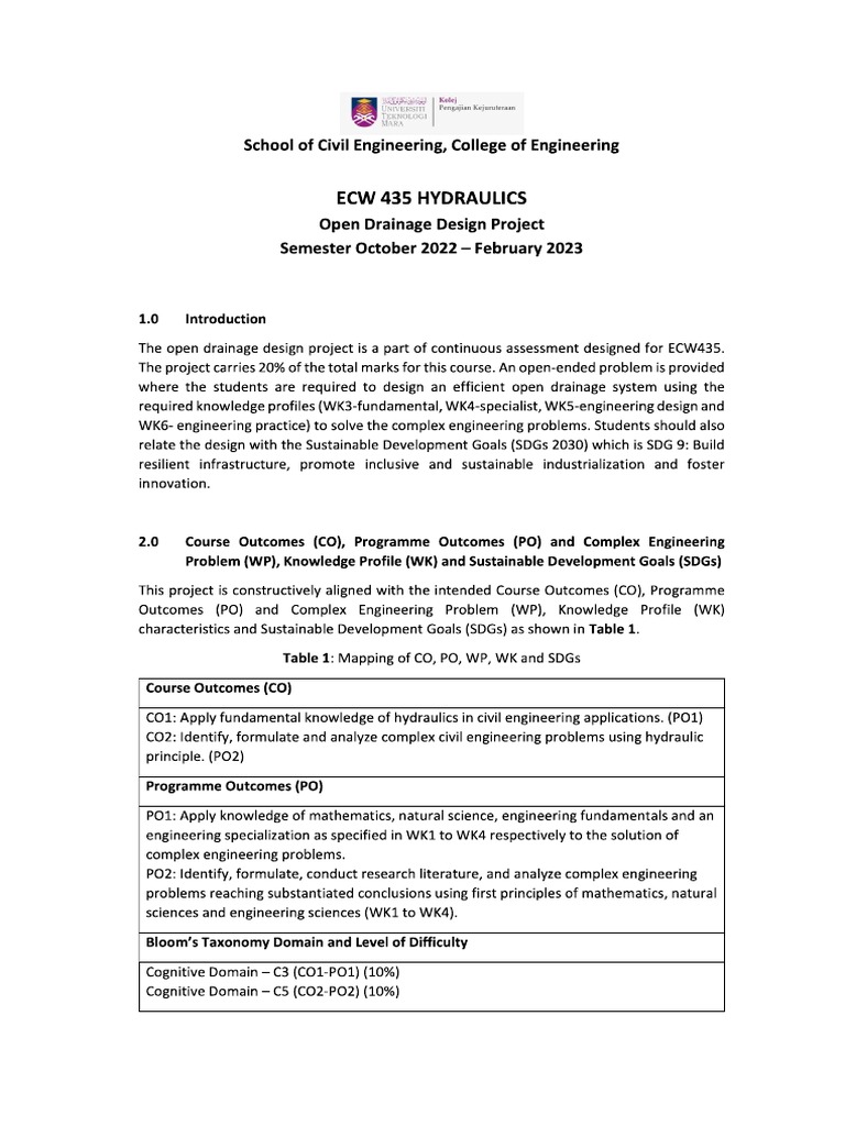 ECW435 Open Drainage Design Project | PDF