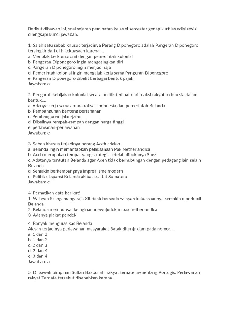 Soal ukk/PAS Sejarah Peminatan Kls 11 Semester 2 | PDF | Sejarah
