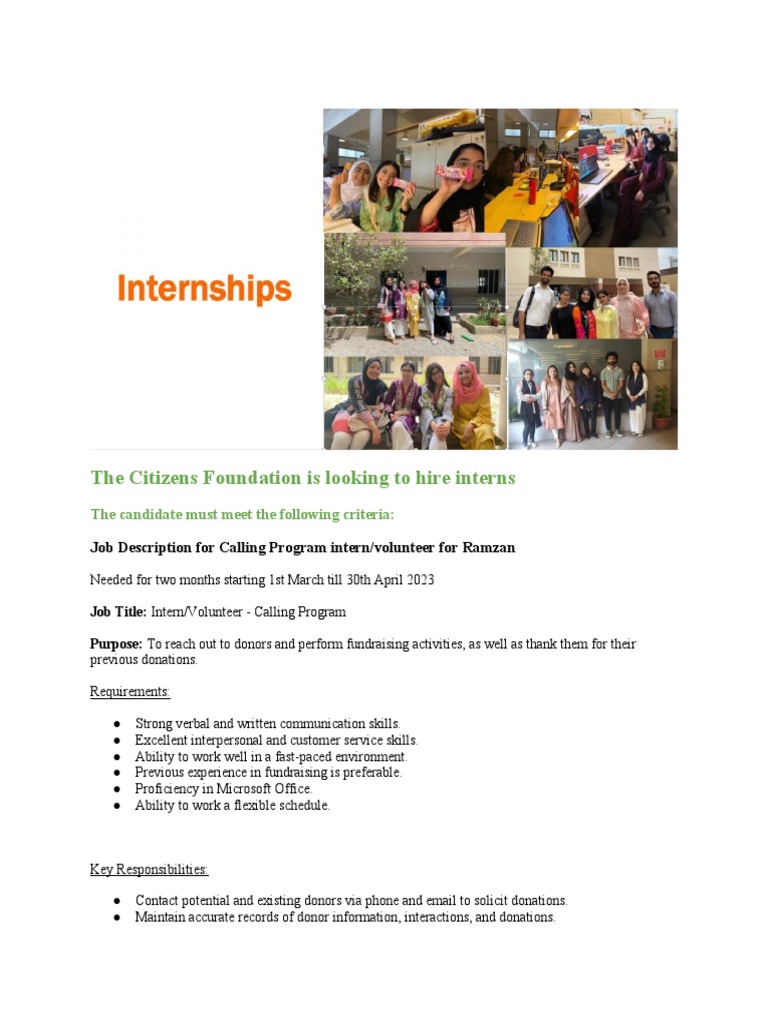 TCF Internship Program | PDF
