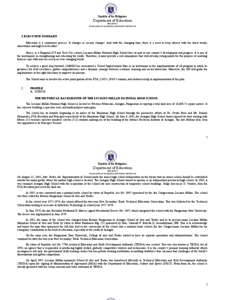 Historical Background-Vision-Mission-Lmnhs | PDF