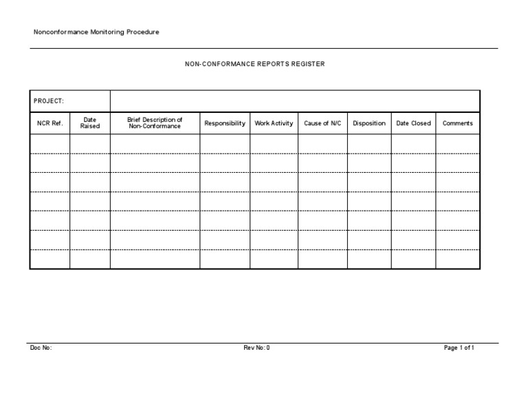 Sample Nc Report Register Pdf