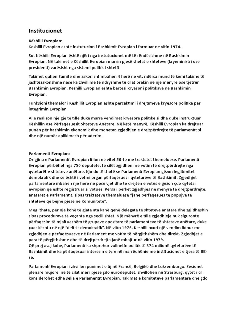 Institucionet e BE | PDF