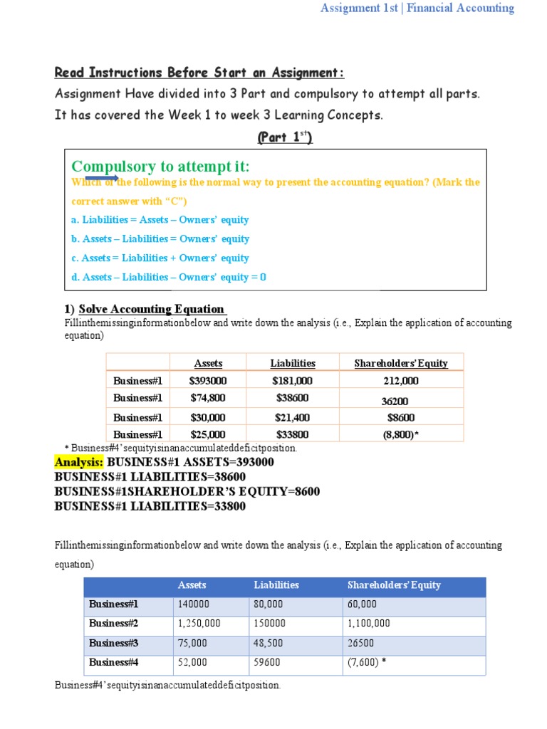 Financial Accounting Assignment Guide | PDF