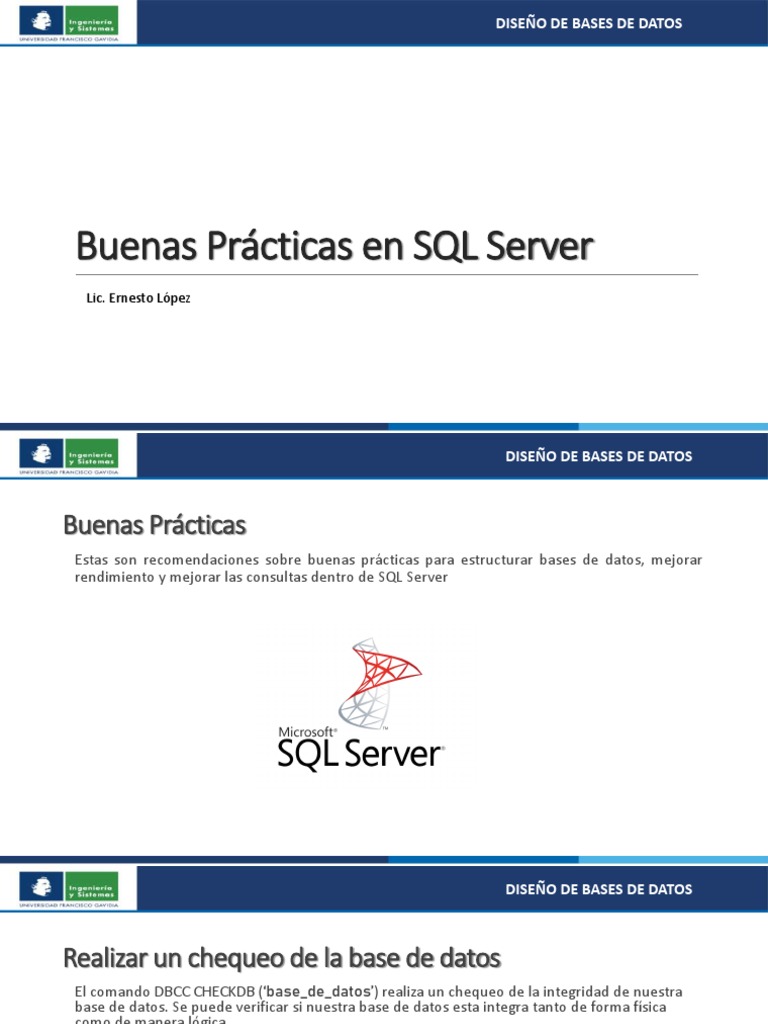 Buenas Practicas SQL Server | PDF | SQL | Bases de datos
