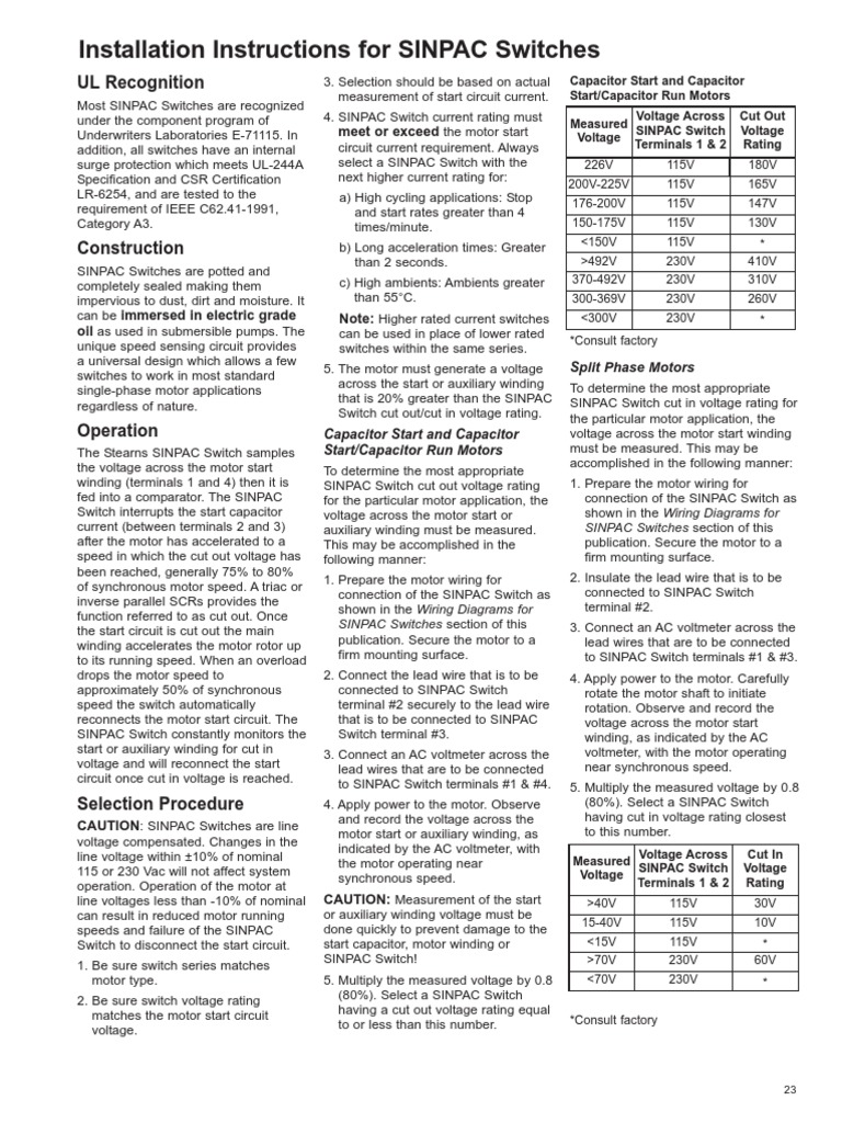 2020 Sinpac Installation Instructions | PDF | Electric Motor | Voltage
