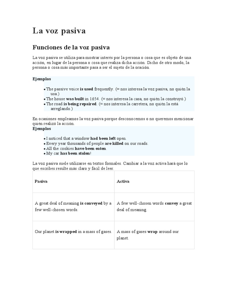 La Voz Pasiva | PDF